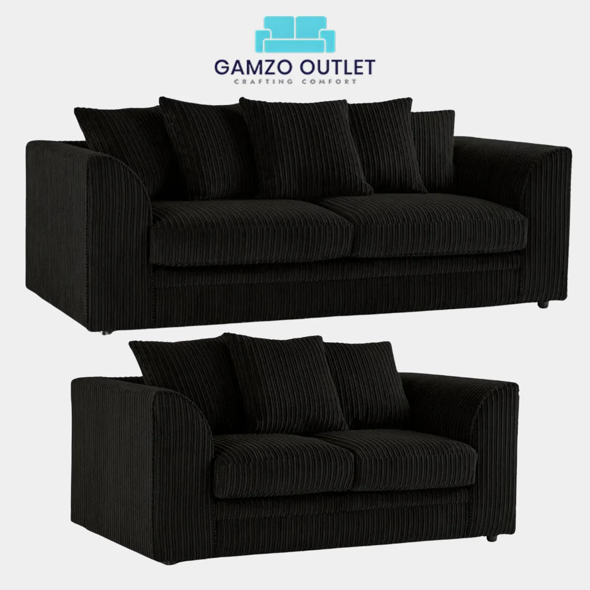 Luxury Jumbo Cord Fabric Scatter Back Sofa Set | Gamzo Outlet