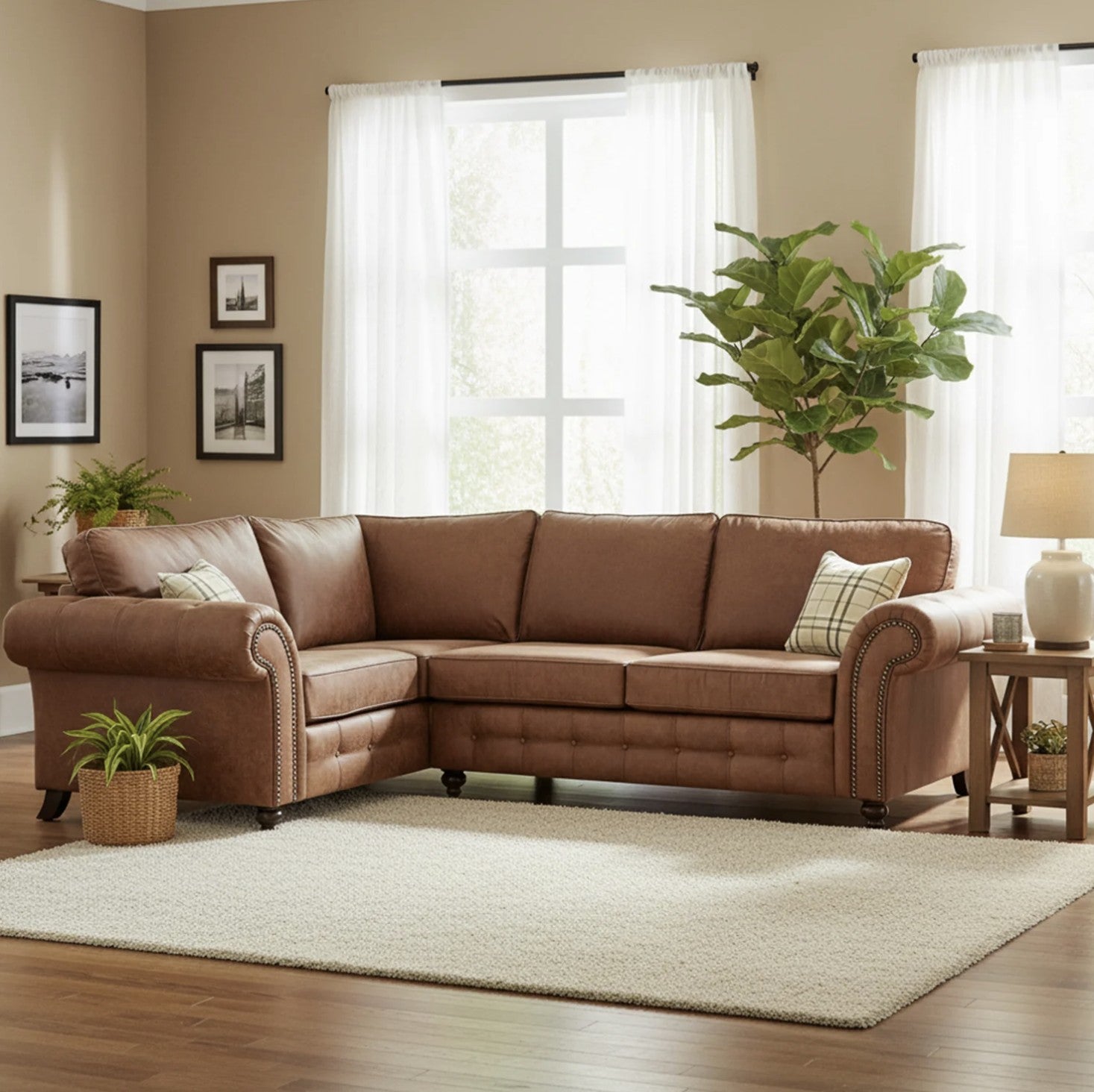 Oakland Full Back L-Shape Leather Sofa | Gamzo Outlet